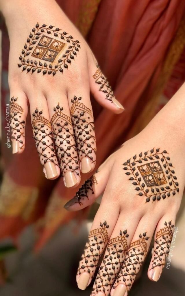 Geometric Mehndi Designs – Back Hand, Fingers &floral